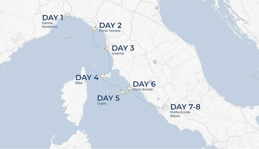 Italian Riviera yacht charter itinerary - IYR